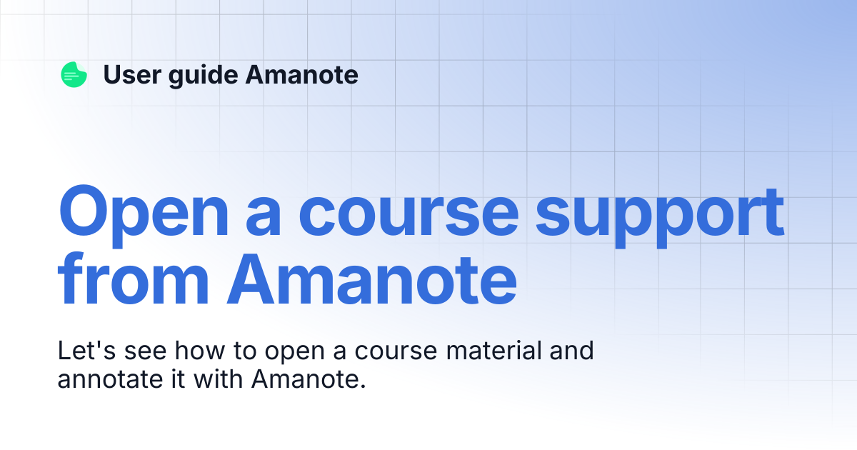 Open a course support from Amanote | User guide Amanote
