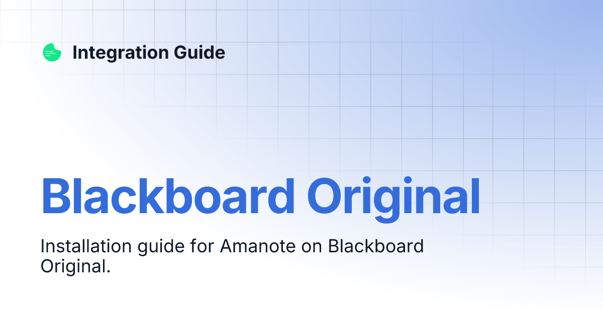 Blackboard Original | Integration Guide